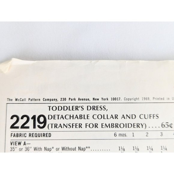 McCall's | Art | 969 Toddlers Dress Sewing Pattern Uncut Detachable ...